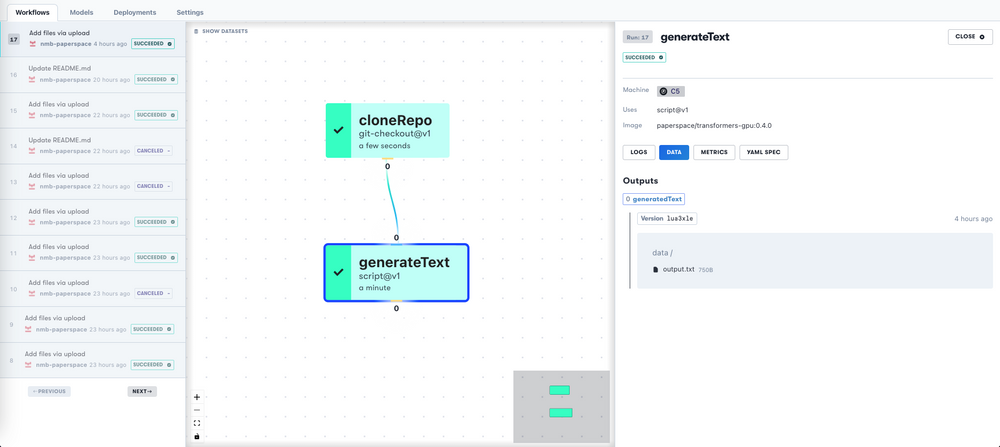 NLP Text Generation Using Gradient Workflows and GitHub
