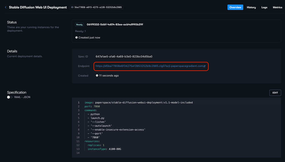 Run the Stable Diffusion Web UI from Gradient Deployments part 2 ...