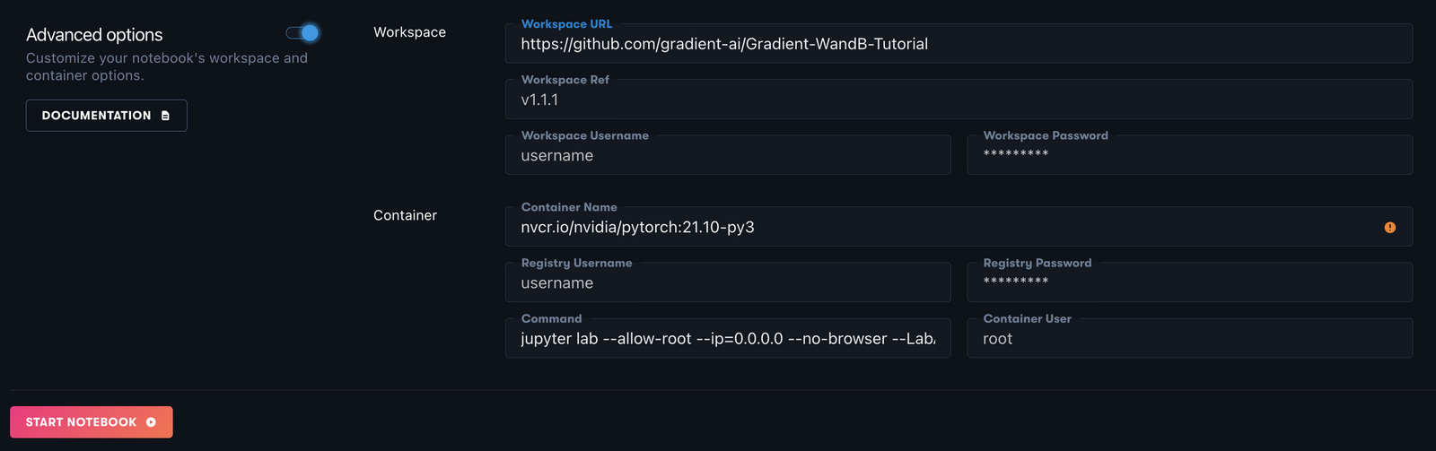 Weights & Biases with Gradient