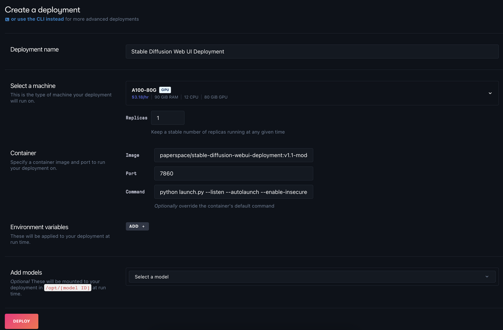 Run the Stable Diffusion Web UI from Gradient Deployments part 2 ...