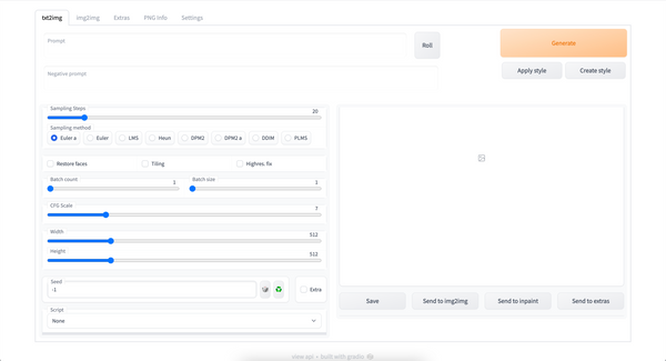 Run the Stable Diffusion web UI from Gradient Deployments