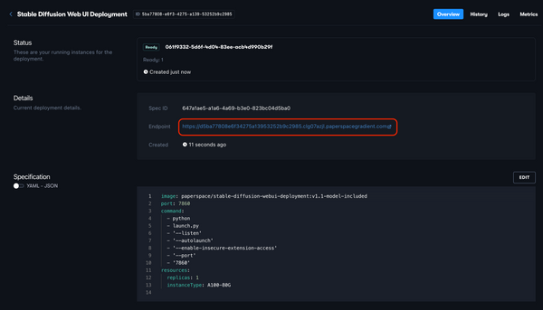Run the Stable Diffusion Web UI from Gradient Deployments part 2 ...